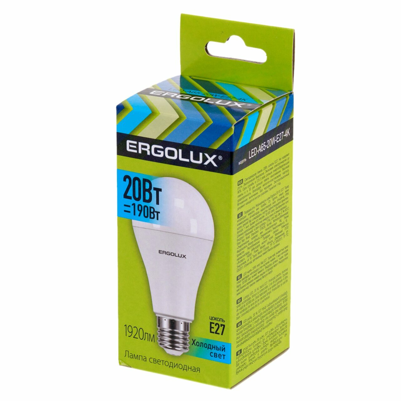 Ergolux LED-A65-20W-E27-4K светодиодная лампа 4000K для дома без мерцания для интерьера
