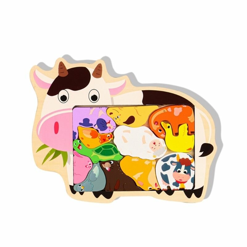 Деревянный конструктор "Животные" для детей, - N