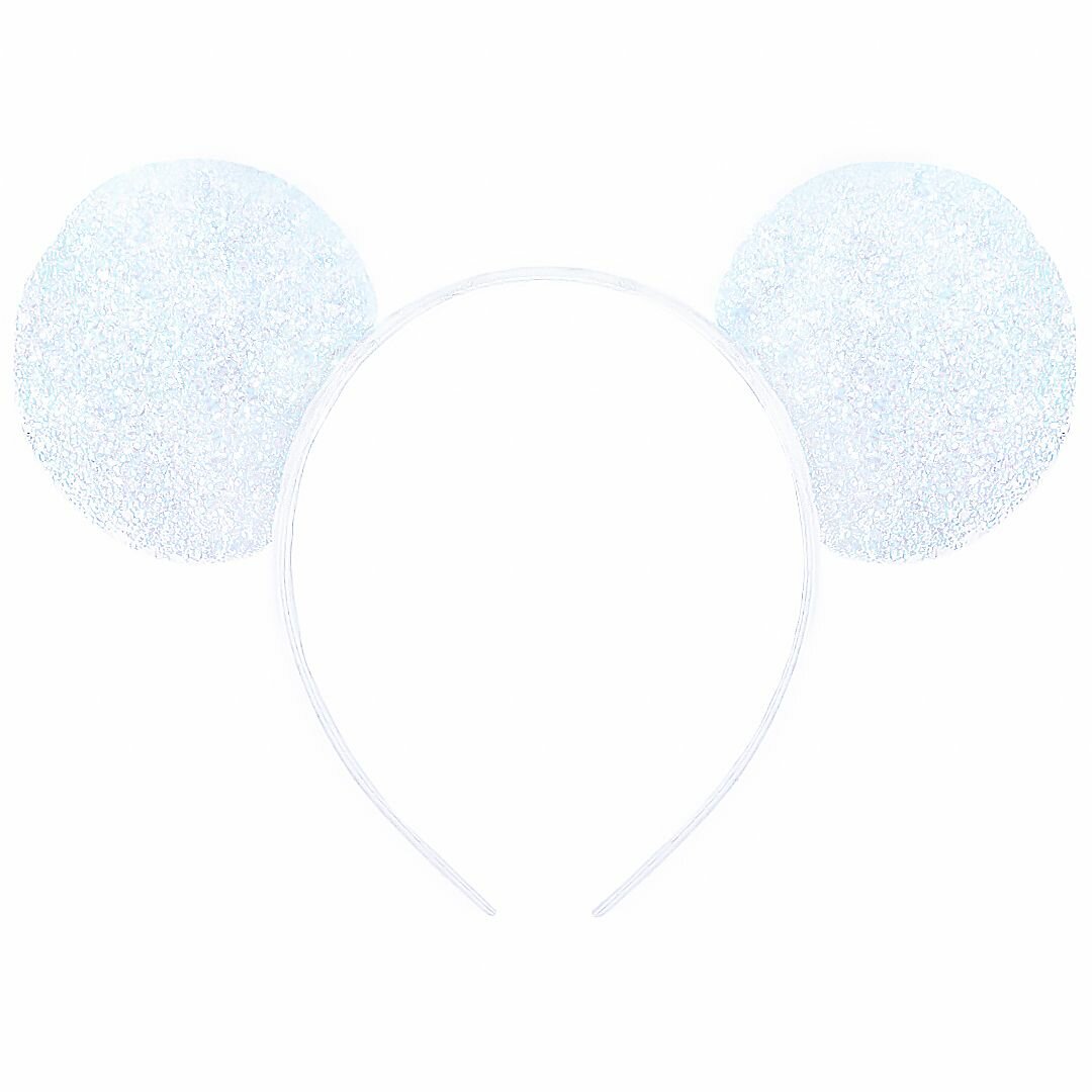 Карнавальный ободок Волна веселья Мышка с мелкими блестками, белый