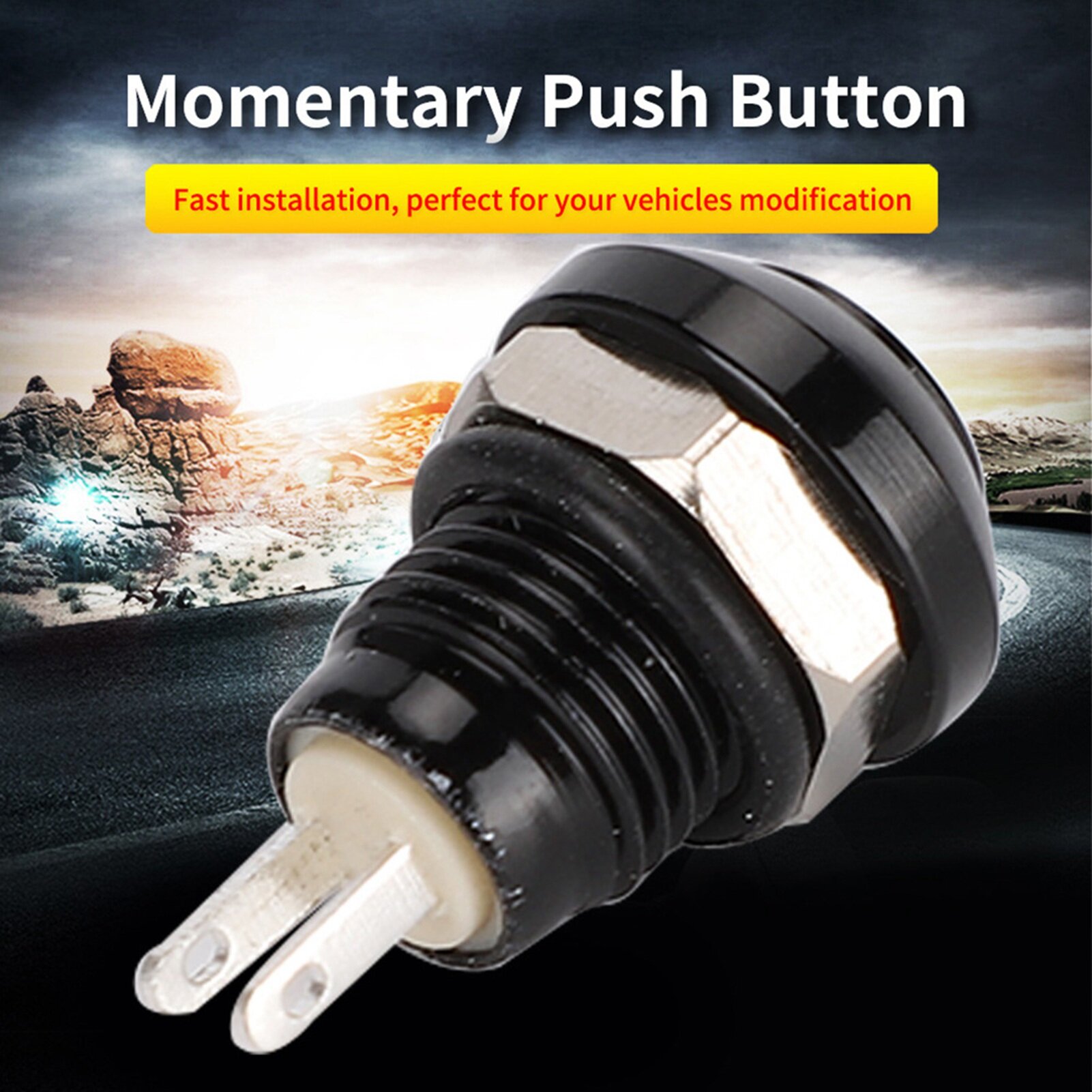 Кнопка-переключатель импульсная автомобильная водонепроницаемая 1A 24V 8 мм, материал сплав цинка и алюминия, цвета черный, красный, зеленый (по выбору)