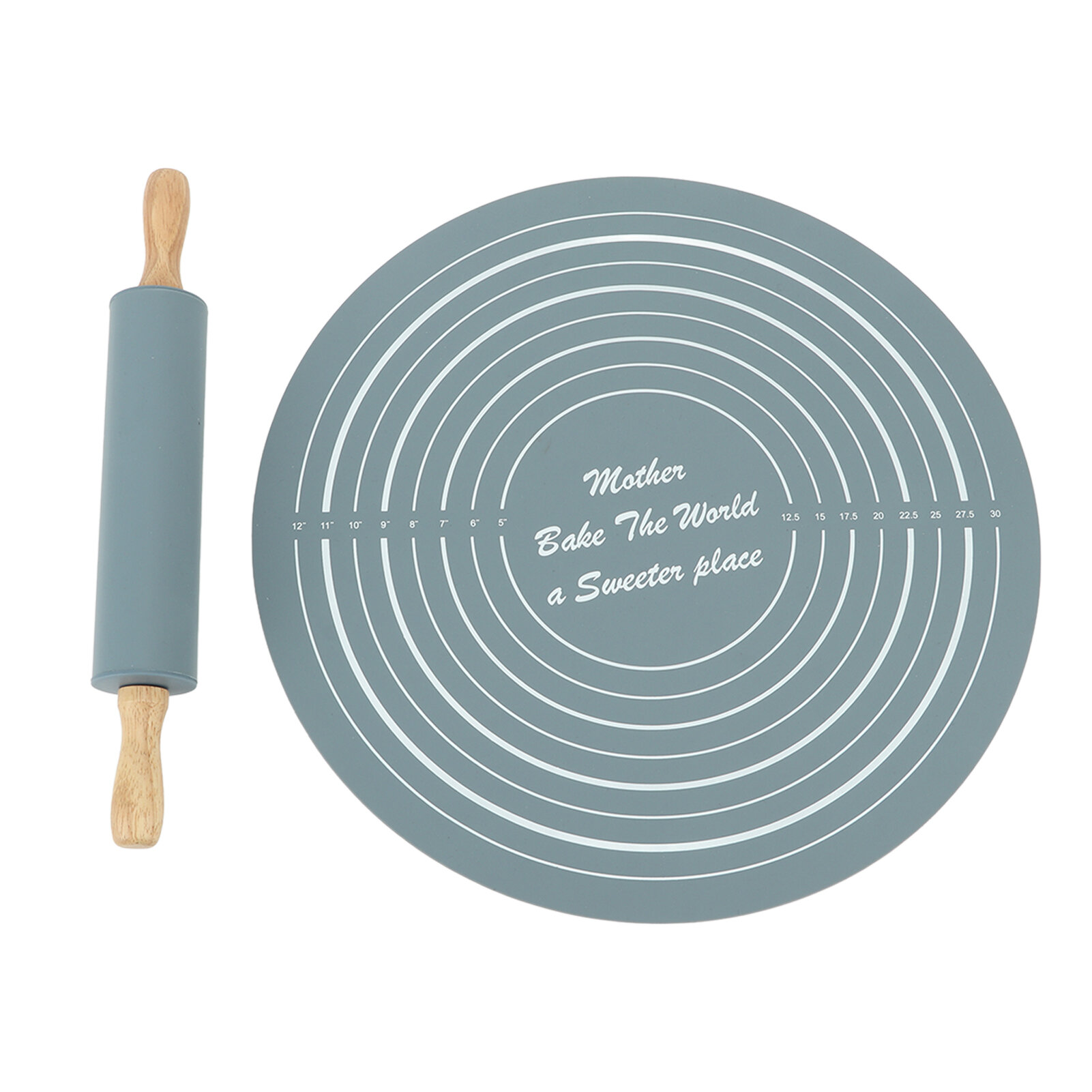 Скалка Коврик для выпечки кондитерских изделий Большая силиконовая скалка Мешалка Инструмент для выпечки для кухни Серый