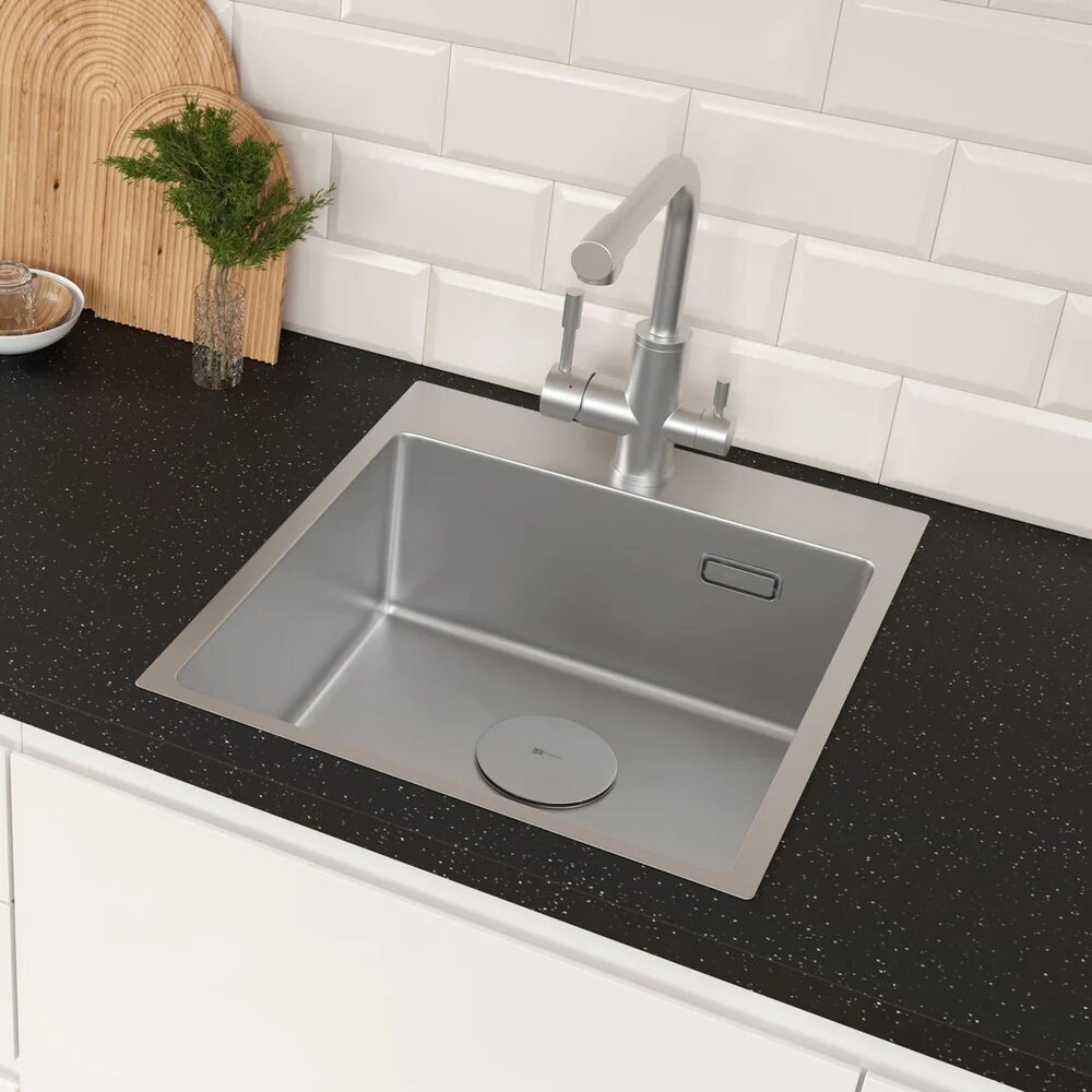 Кухонная мойка Lemark JANGA 440 прямоугольная из нержавеющей стали цвет: Сталь
