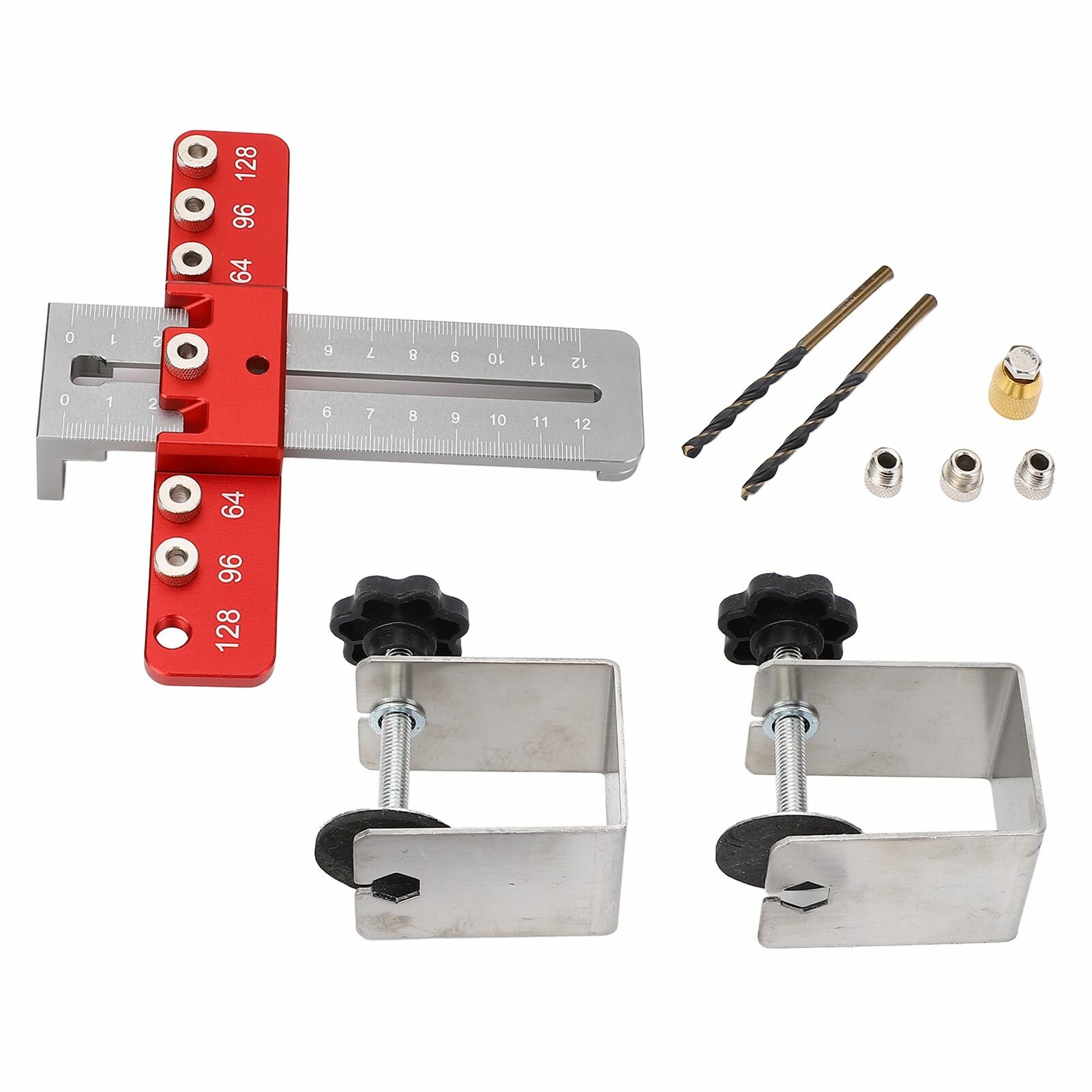 Регулируемый шаблон для ручек шкафа с 2 зажимами и сверлильной направляющей