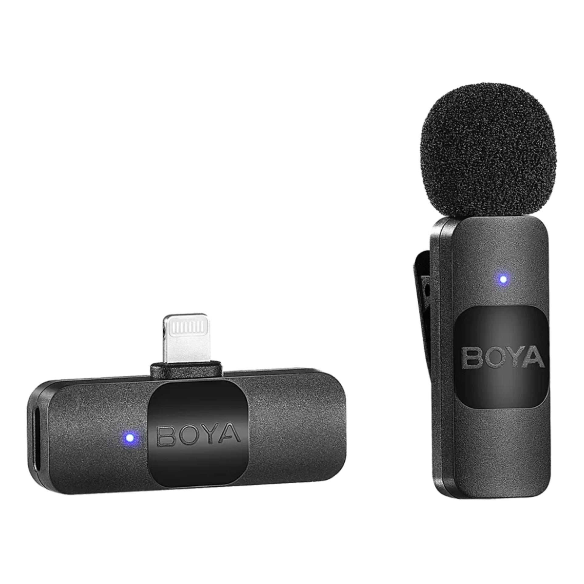 BOYA Микрофон для мобильного устройства Микрофон петличный беспроводной, BOYA, интерфейс Lightning, автоматическое сопряжение, интеллектуальное шумоподавление, 50 м, черный