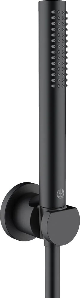 Душевой гарнитур Kludi Nova Fonte Puristic 2085039-15 черный, матовый, латунный, лейка для душа со шлангом и держателем
