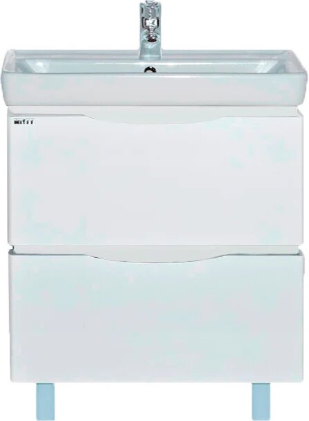 Тумба под раковину без столешницы Misty Венера 80 с ножками, белая, глянцевая, из МДФ, тумба для ванной, с ящиками, с доводчиками