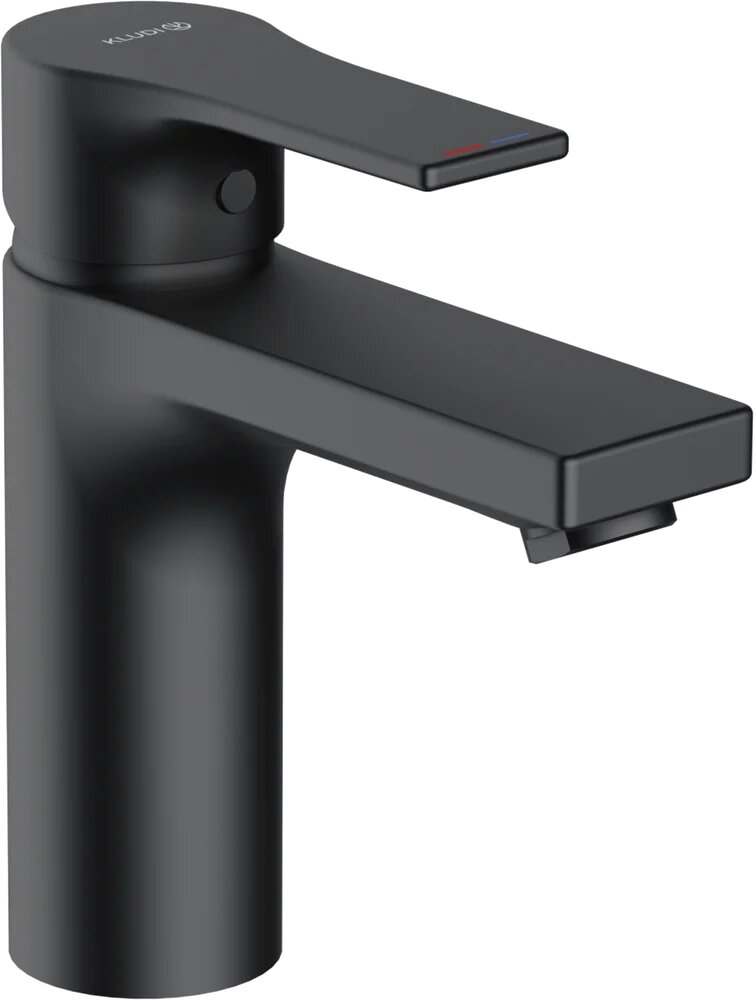 Смеситель для раковины Kludi Zenta SL 482983965 черный, матовый, кран для ванной в раковину, из латуни, рычажный, с керамическим картриджем, с функцией экономии расхода, с донным клапаном