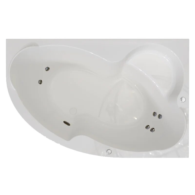 Акриловая ванна Radomir Ирма Стандарт 149x96, с каркасом, с экраном, угловая, правая, пристенная, белая, глянцевая, асимметричная, с сиденьем, с гидромассажем, антискользящее покрытие