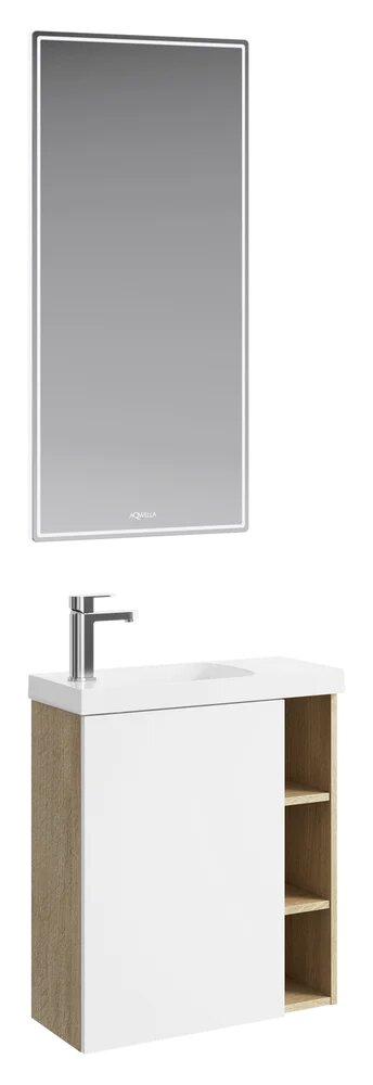 Мебель для ванной комнаты Aqwella Alba 60 L, подвесная, дуб давос, матовая белая
