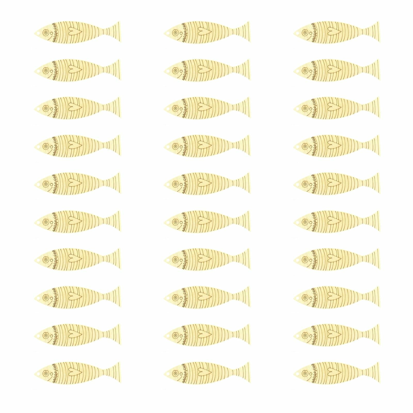 30 деревянных шаблонов рыб с отверстиями для ручных подвесных украшений