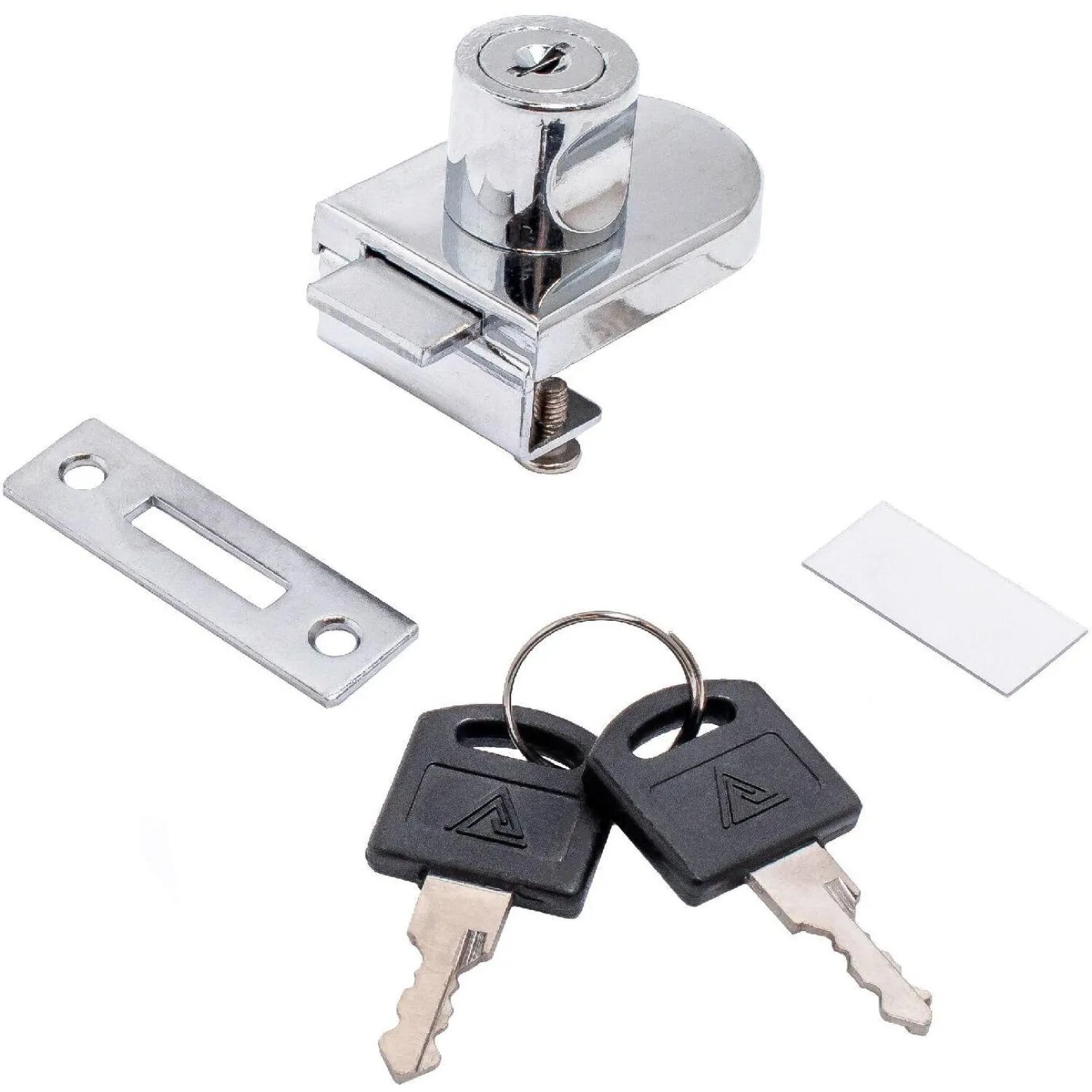 Замок мебельный_УЗК Стандарт 806 сталь хром (отв. пл. кр/на1стекл/2кл)