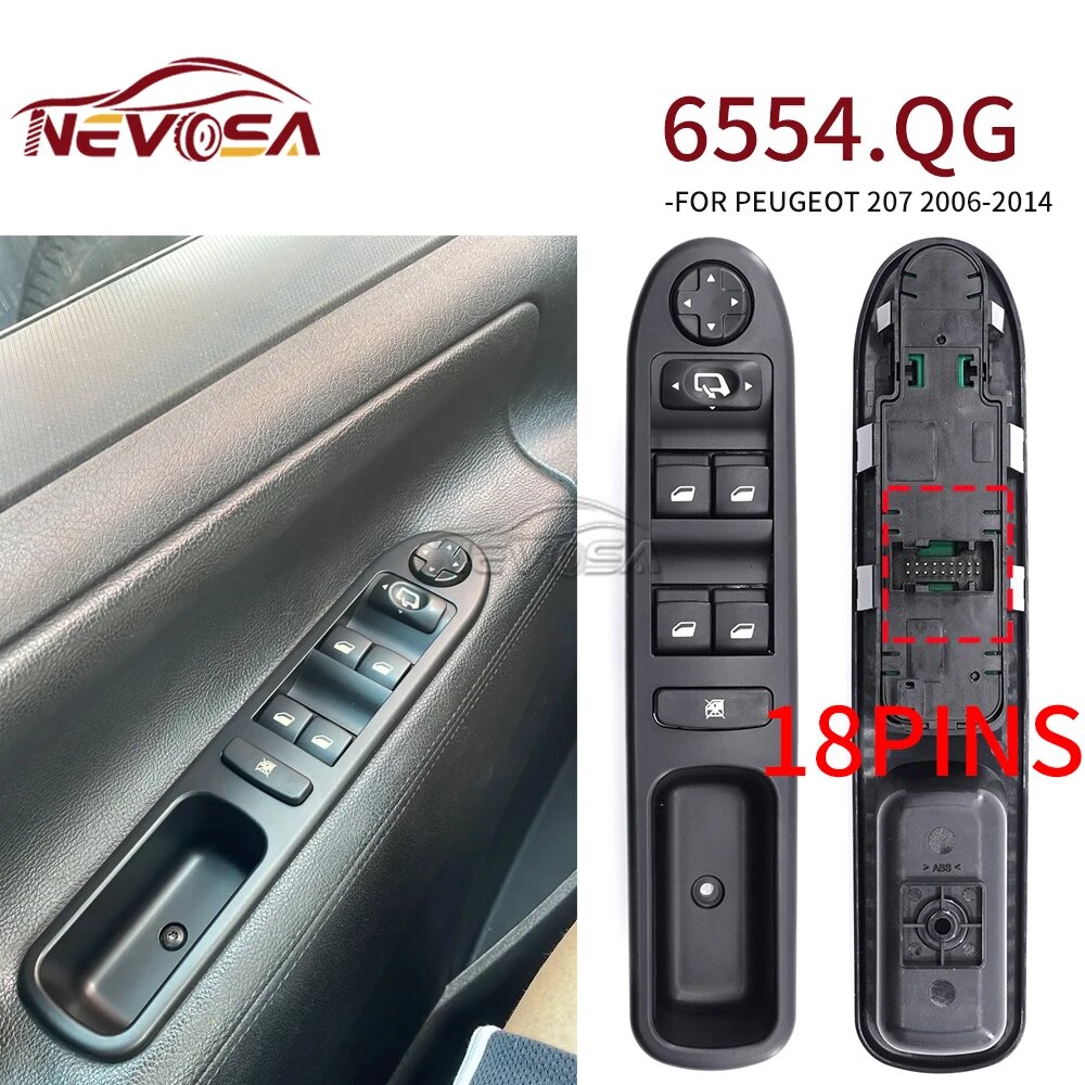 Переключатель стеклоподъемника Peugeot 207 2006-2014, 6554. QG, 8 PIN