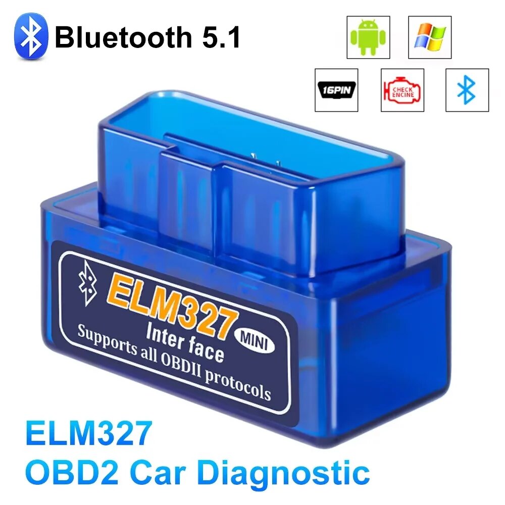 Мини-сканер ELM327 V1.5/V2.1 Bluetooth OBD2, Диагностический Инструмент Для Автомобиля, Считыватель Кодов Двигателя