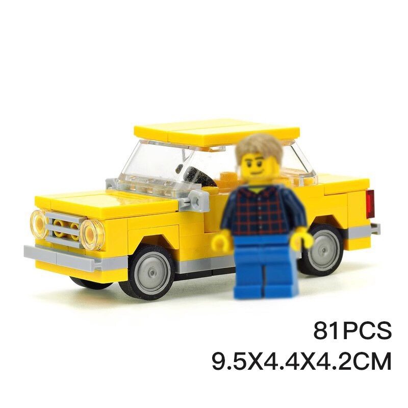 Строительные блоки MOC, совместимые с LEGO 23009, сборка автомобиля Fiat 124 ВАЗ-2101, игрушки из мелких частиц