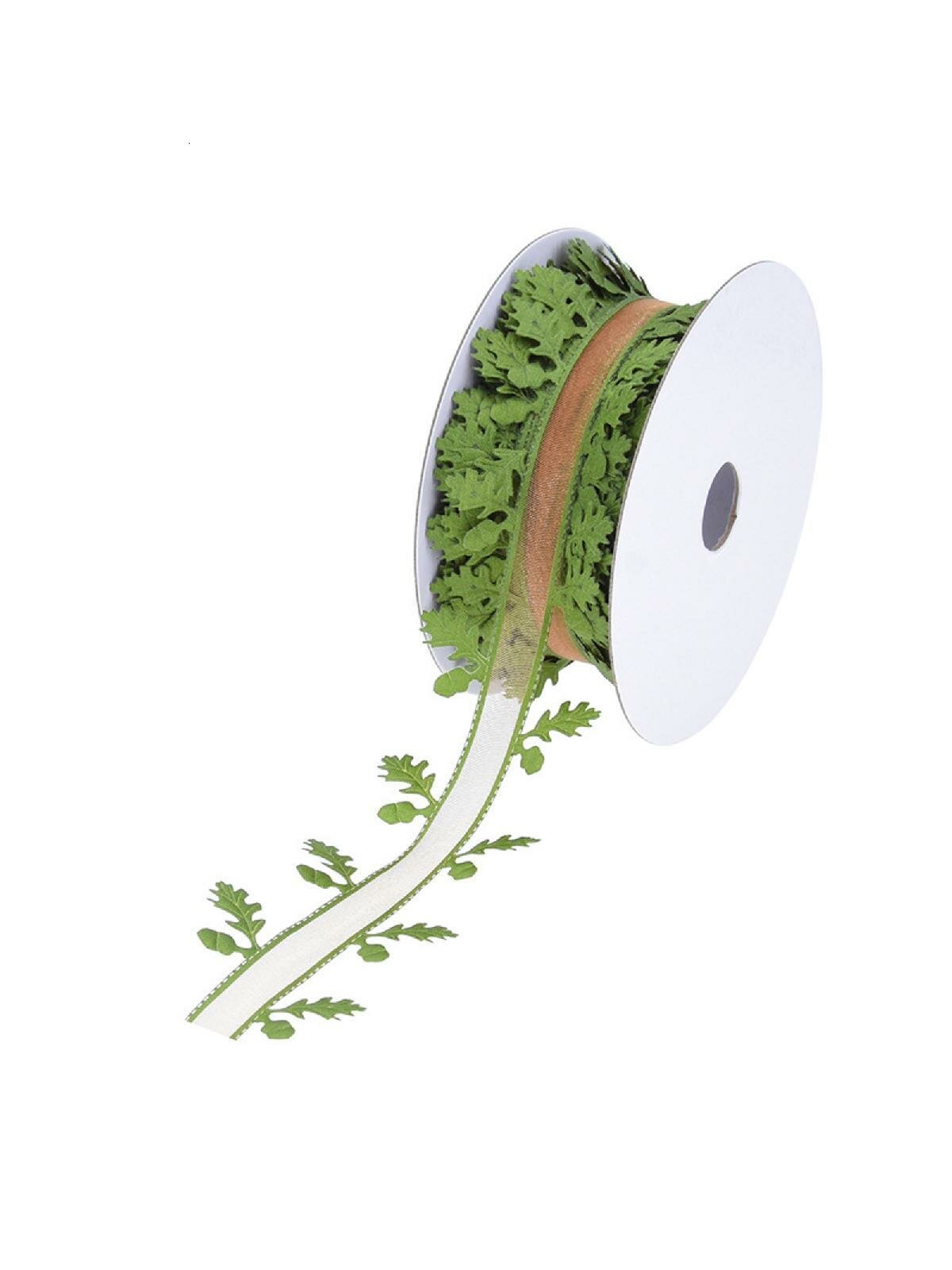 Декоративная ленточка «листья» 40×2000 см, Кофе