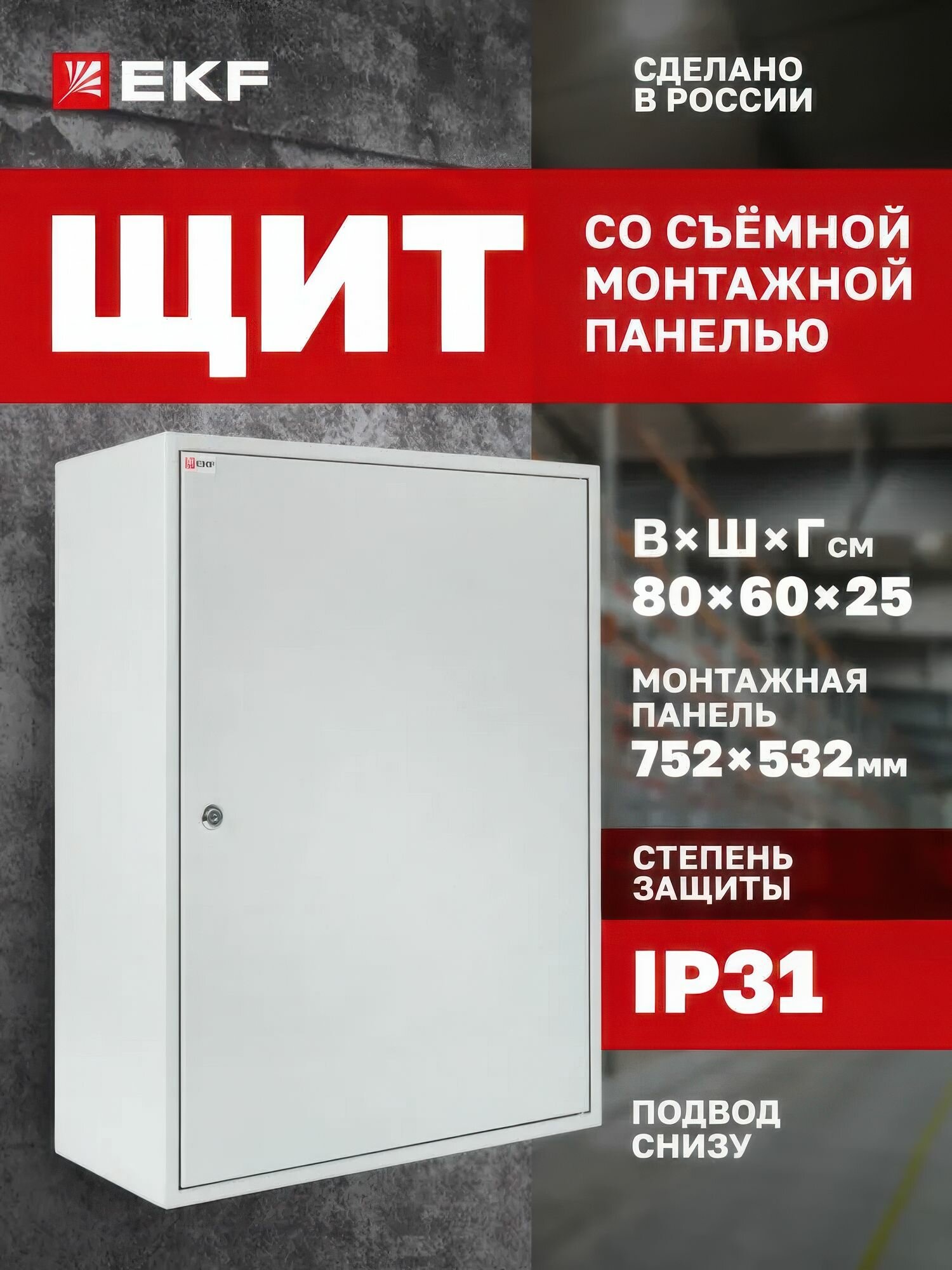 Щит с монтажной панелью EKF Proxima ЩМП (ЩРНМ-4), 800х600х250 IP31.