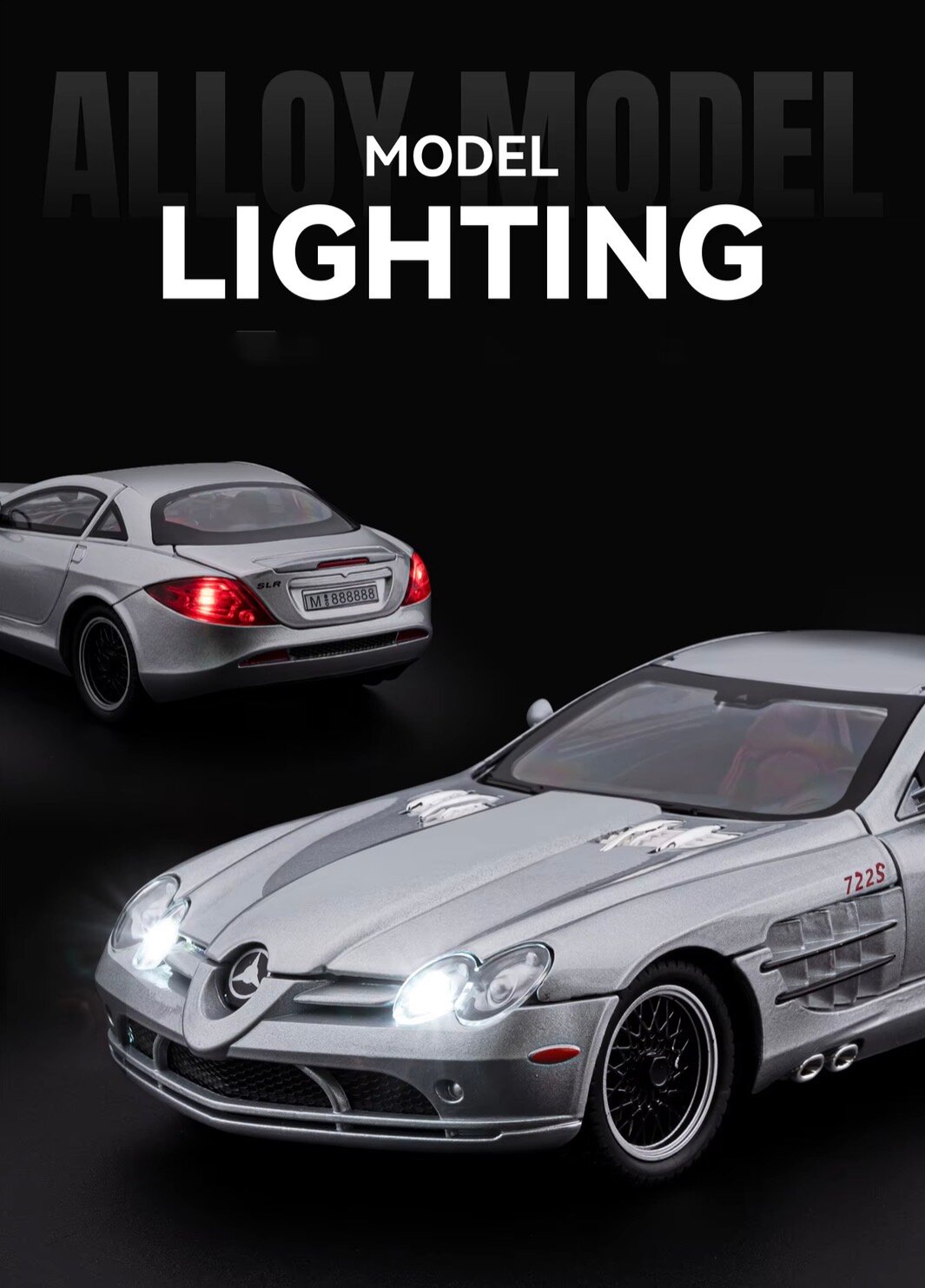 Масштабная коллекционная модель Mercedes-Benz SLR McLaren 722 S 1:24 (металл, свет, звук)
