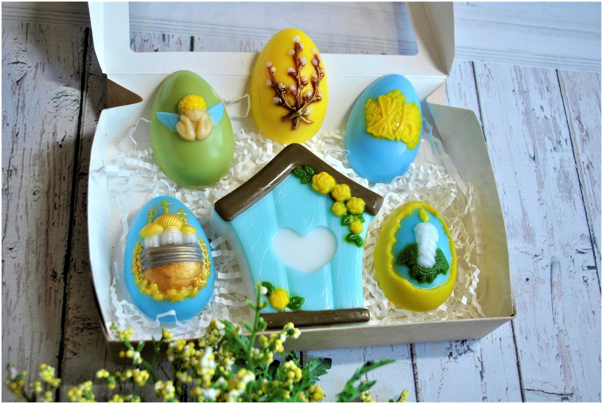 Набор пластиковых форм для мыловарения "Скворечник и 5 пасхальных яиц"