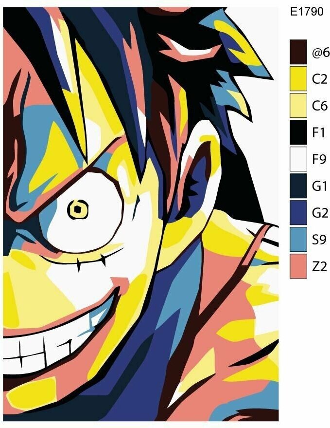 Детская картина по номерам E1790 "Аниме Ван Пис (One Piece). Манки Д. Луффи Соломенная Шляпа Луффи" 20x30
