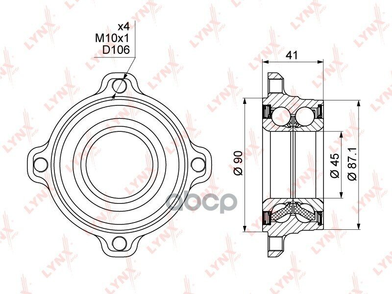 Подшипник ступицы задн. [с ABS] BMW 5(E39/60) 2.0-5.0 96-10 LYNXauto арт. WB-1005