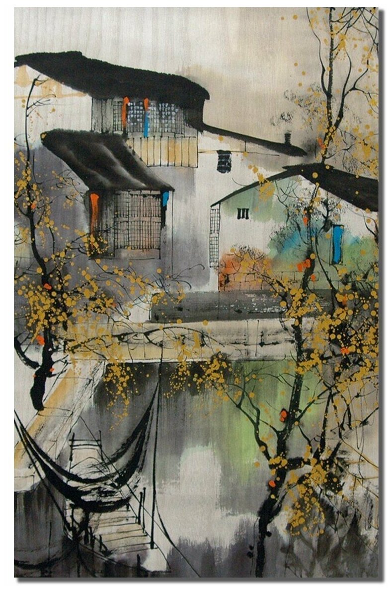 Картина интерьерная на дереве, рисунок китайская живопись - 909 В