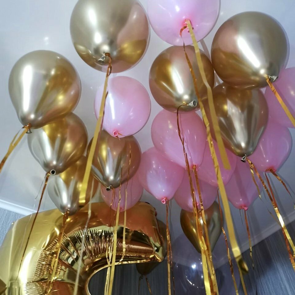Шары под потолок "Розовый и золото"