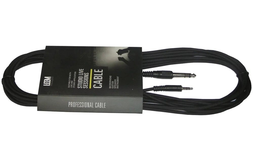 Кабель инструментальный 6,35мм — 3,5мм, стерео, 6.1м, Leem ASS-220