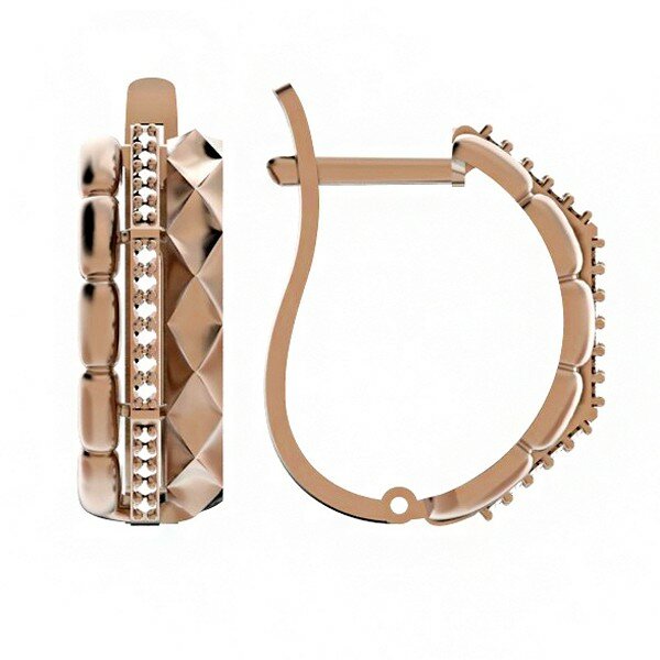 Серьги, красное золото, 585 проба, фианит