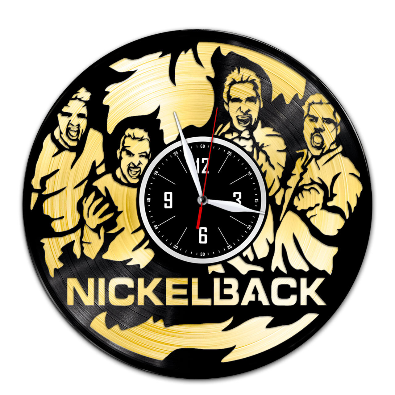 Nickelback - настенные часы из виниловой пластинки (с золотой подложкой)
