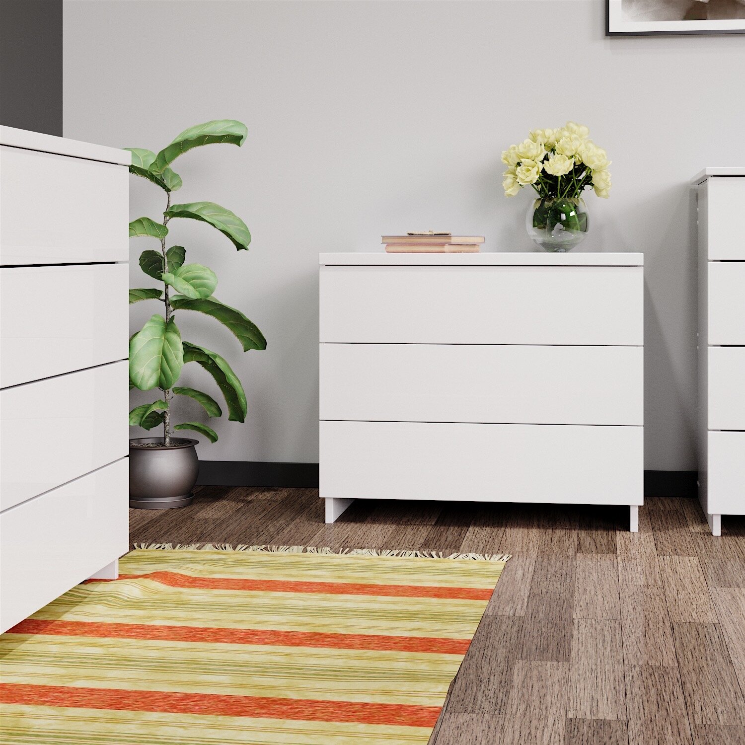 Комод для одежды и вещей белый domokomod c 3 ящиками 66*50*58