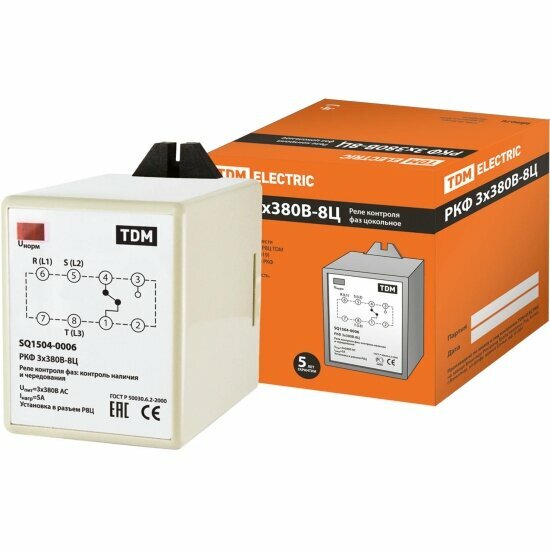 Реле контроля фаз Tdm Electric РКФ 3х380В-8Ц, SQ1504-0006