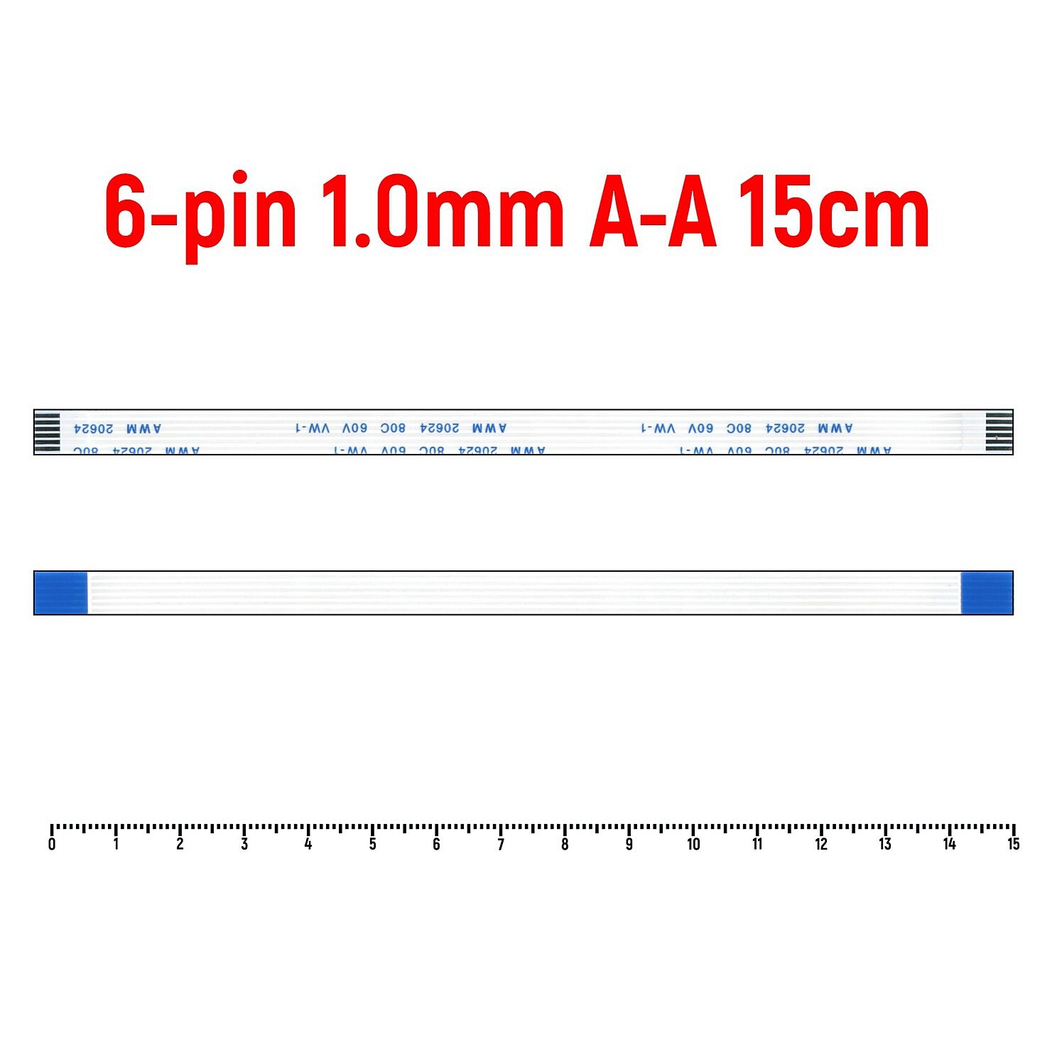 Шлейф FFC 6-pin Шаг 1.0mm Длина 15cm Прямой A-A