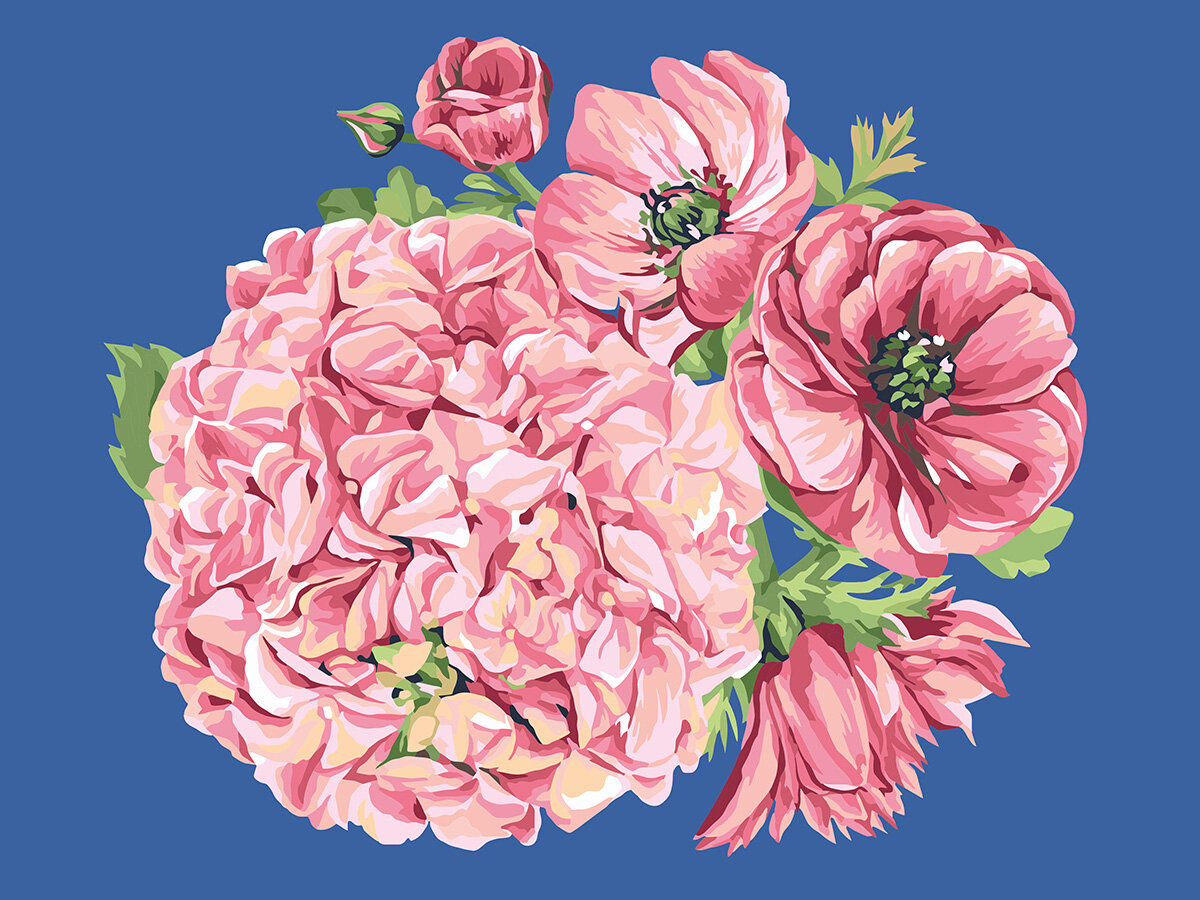 Набор для раскрашивания по номерам "фрея" PKZ/PM-027 (на картоне) 40 х 30 см "Нежная гортензия"