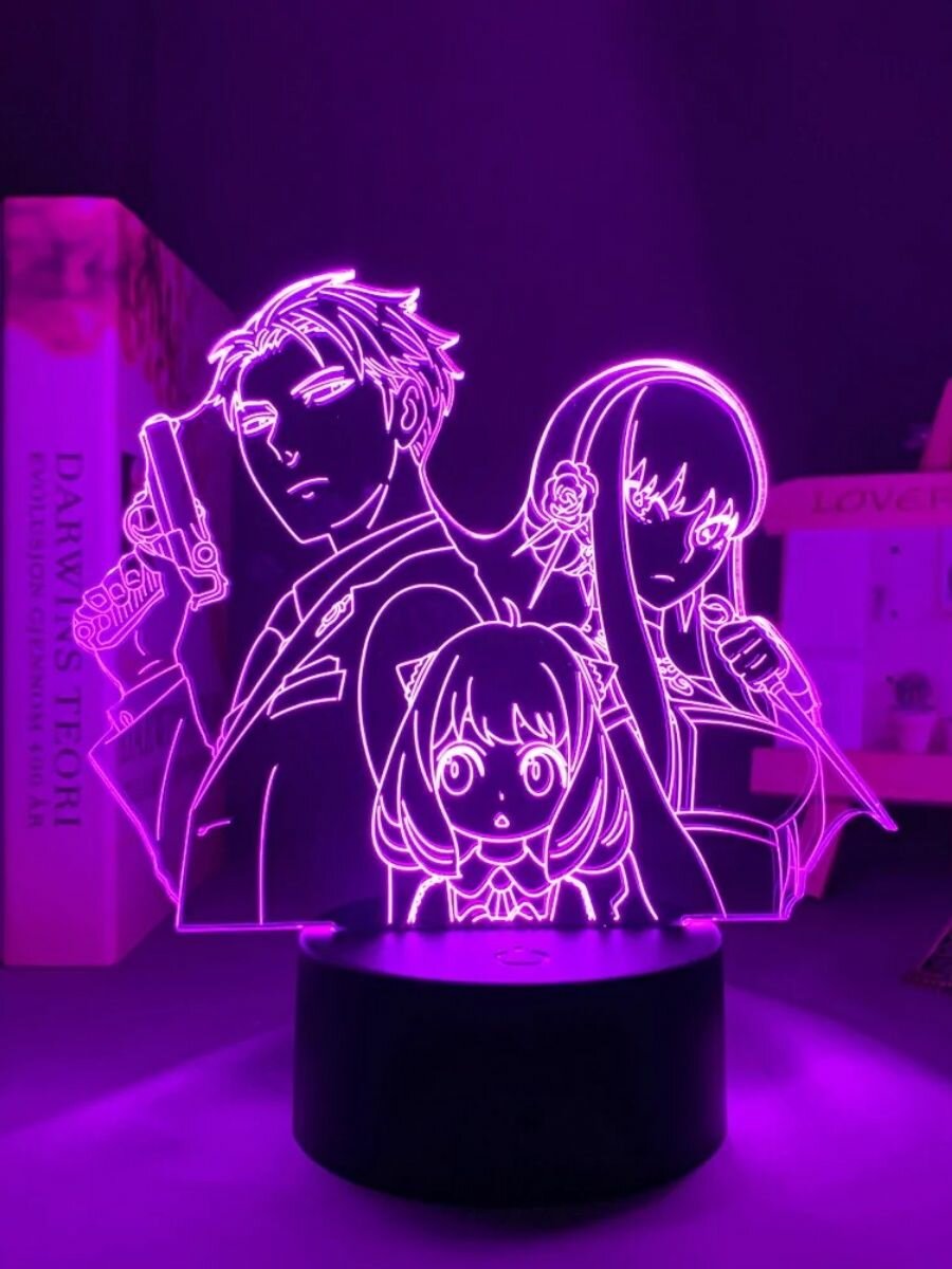 Ночник Аниме Семья шпиона - Anime Spy Family. Подарок фанату аниме и манги — декор в комнату с любимыми персонажами, в стиле отаку и японской анимации.