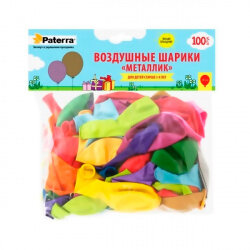 Воздушные шарики PATERRA 30 см, круглые, разноцв. без рисунка, 10 шт