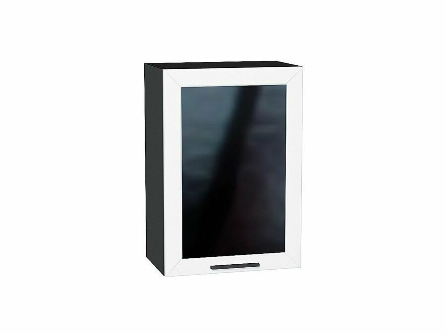 Настенный модуль для кухни Шкаф верхний с 1-ой остекленной дверцей Глетчер 716*500*318 Айленд Силк / Graphite