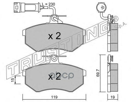 К-т дисков. тормоз. колодок AUDI 100, 80 86-95, VW Пассат 88- П с датч. Trusting арт. 1511
