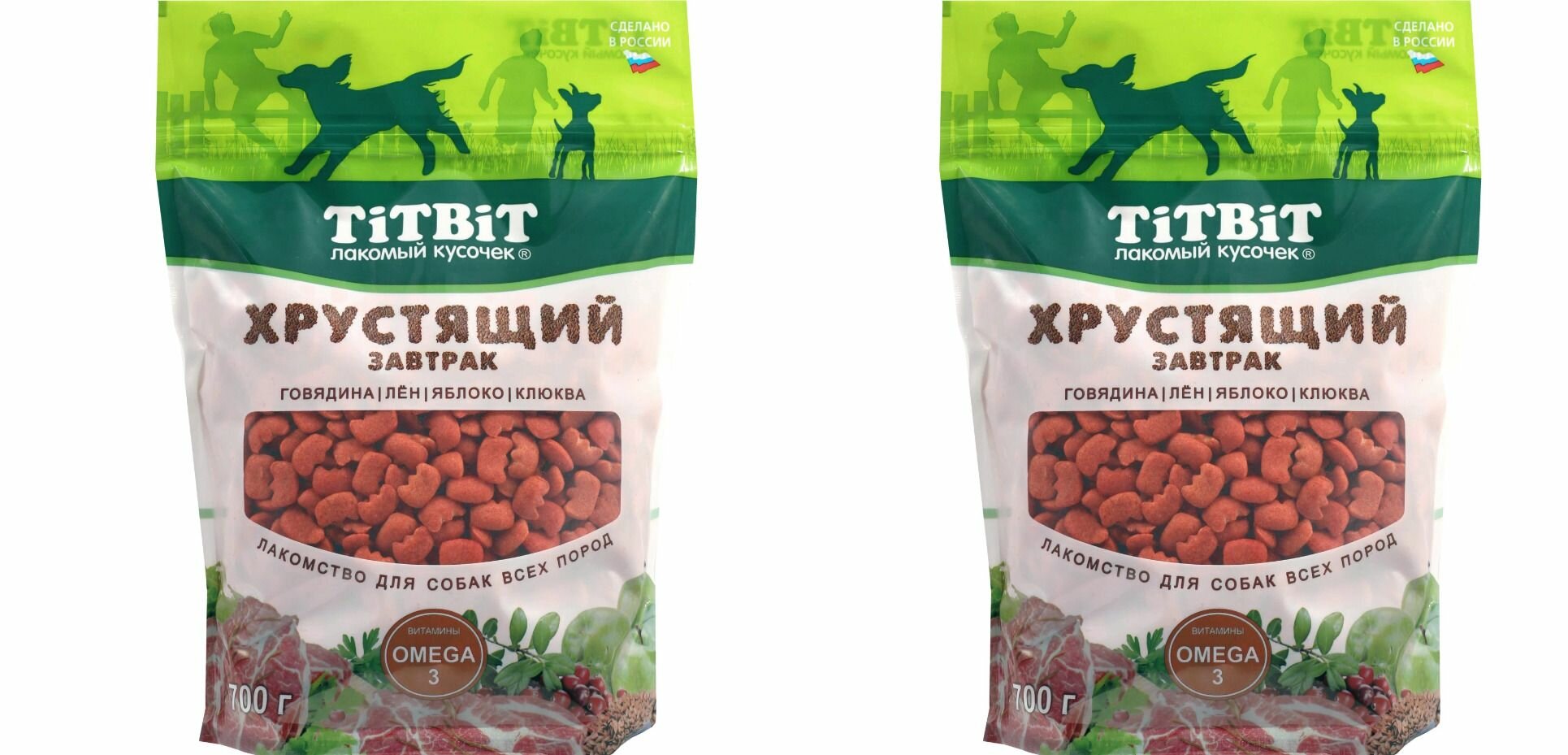 Titbit Лакомство для собак, Хрустящий завтрак с говядиной, 700 г, 2 шт