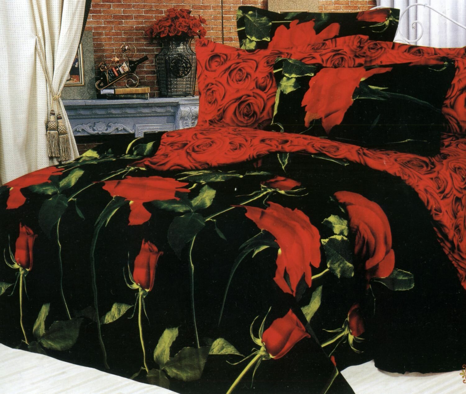 DOMITEX : Комплект постельное белье домитекс сатин цветной Люкс фотопечать Кармен 1,5 спальный, наволочки 70х70см