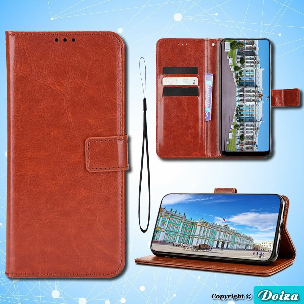 Чехол-книжка Luxury MyPads для UMIDIGI Bison X10 Pro с карманом для фото и карт, коричневый