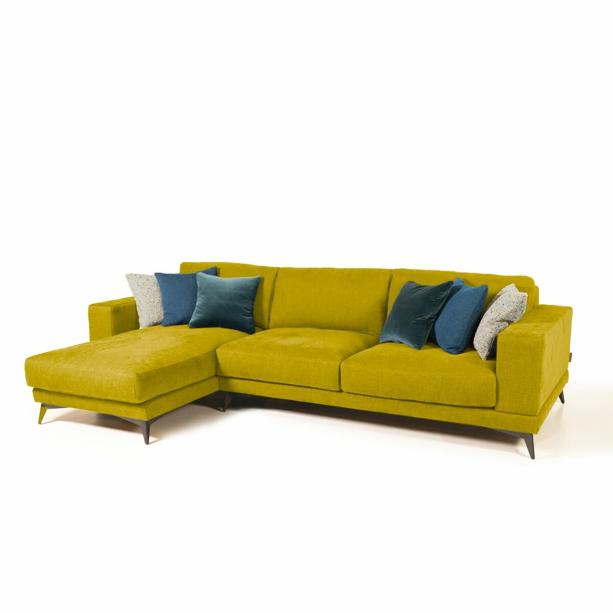 Диван Бергамо левый с оттоманкой в премиальном велюре 3,1м/14