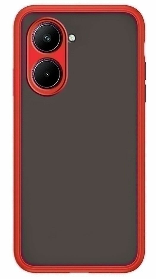 Чехол на Realme C33 пластиковый матовый с силиконовой окантовкой красный