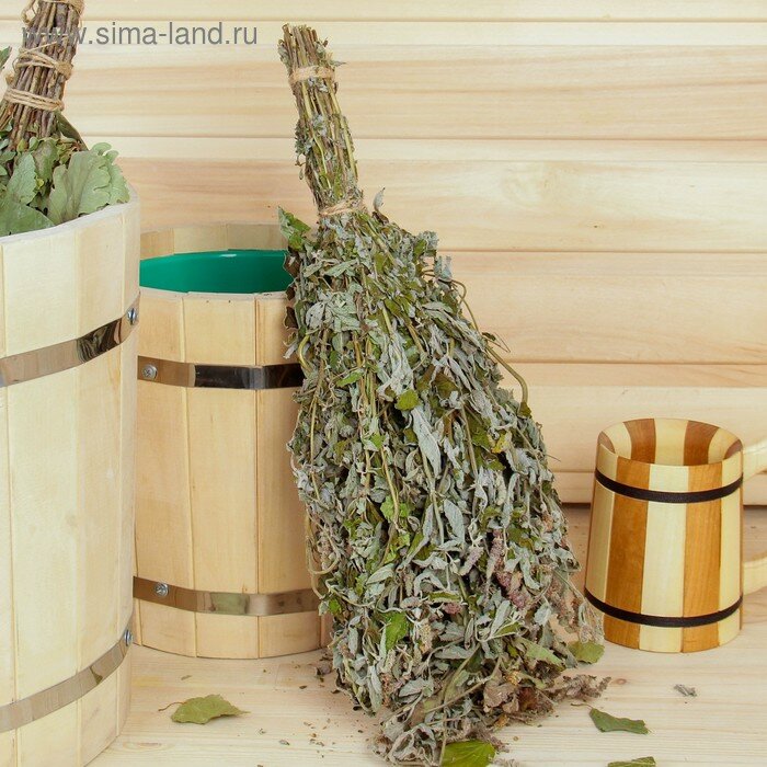 Веник для бани 45 (+-5) см травяной из мяты, в индивидуальной упаковке, 3969807