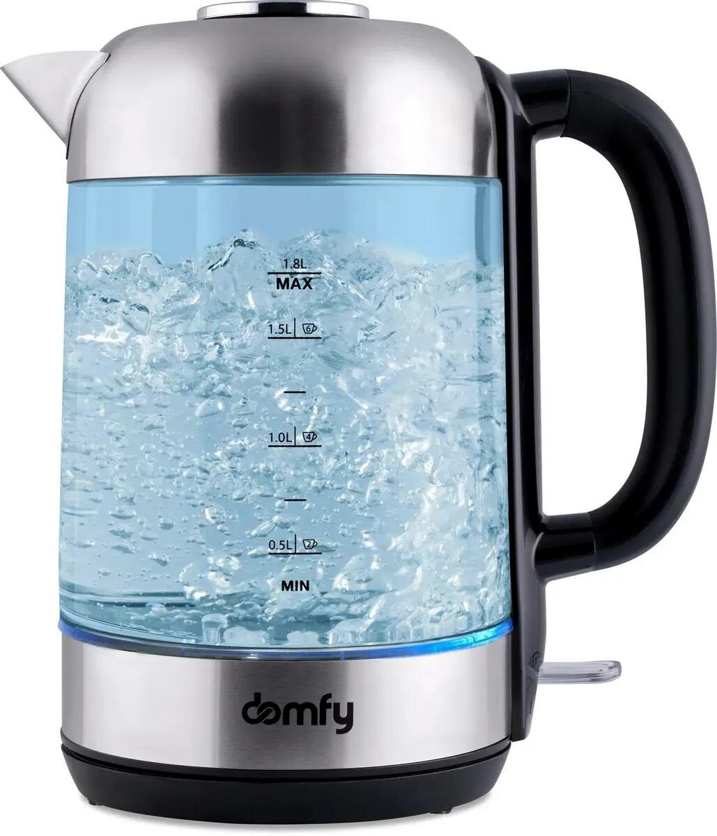 Чайник электрический DOMFY DSM-EK401 1.8л. 2200Вт, черный/прозрачный