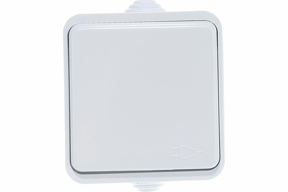 IN HOME Одинарная розетка с заземлением AQUA белая полугерметичная с крышкой
