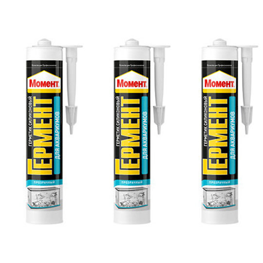 Герметик силиконовый для аквариумов и стекла Момент Гермент прозрачный 280 мл (3 шт.)