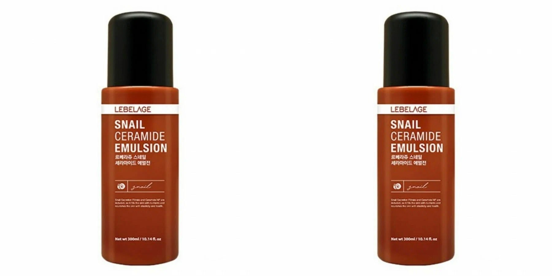 Эмульсия для лица Lebelage с керамидами и муцином улитки, Snail Ceramide Emulsion, 300 мл, 2 шт