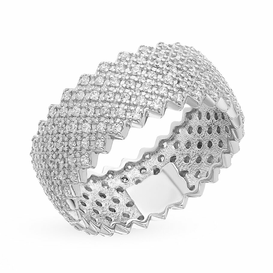 Кольцо, серебро, 925 проба, фианит