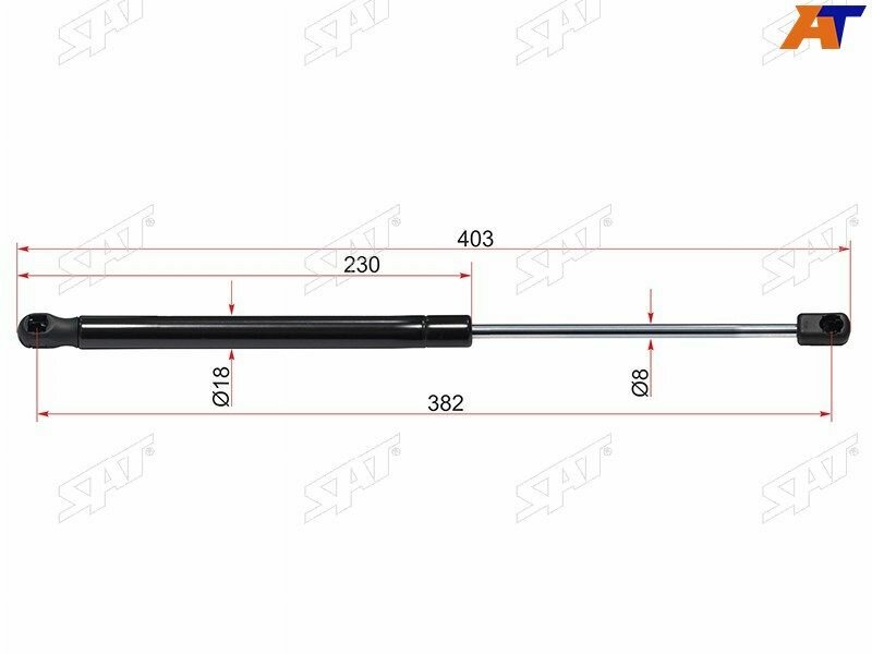 . SAT Амортизатор (Газовый упор) крышки багажника для (на стекло) HYUNDAI TUCSON 04-10