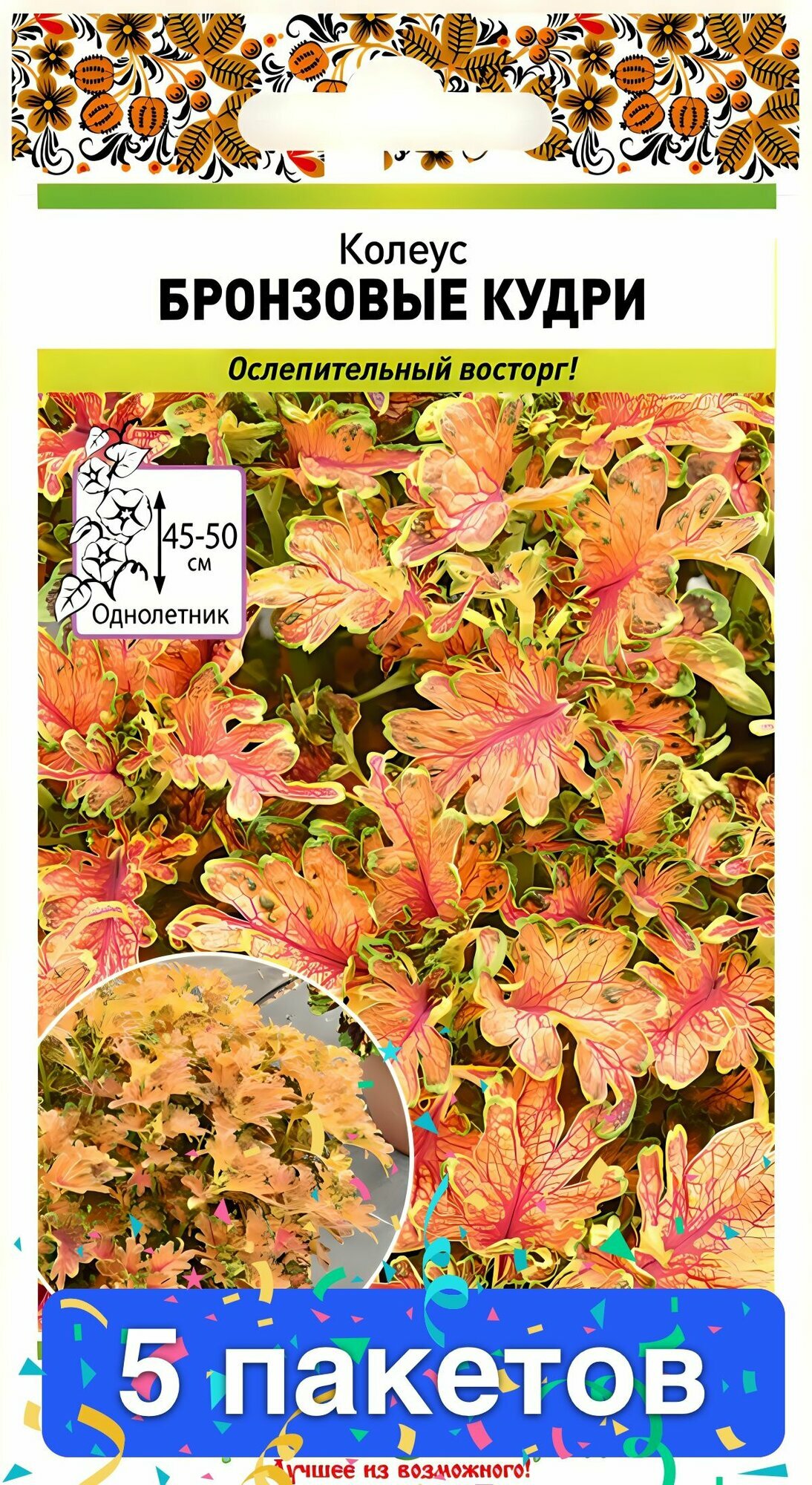 Цветы Колеус Бронзовые кудри 5 пакетов
